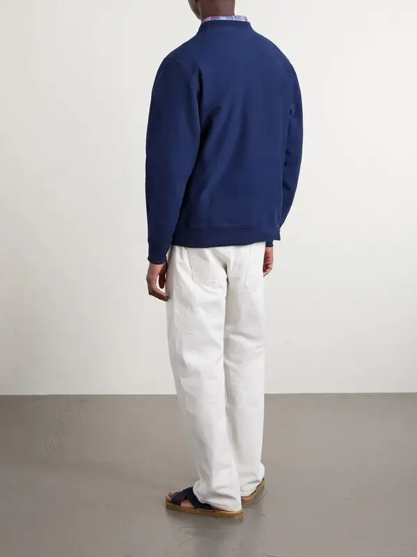 NOAH Logo-embroidered Cotton-jersey Sweatshirt - Blue