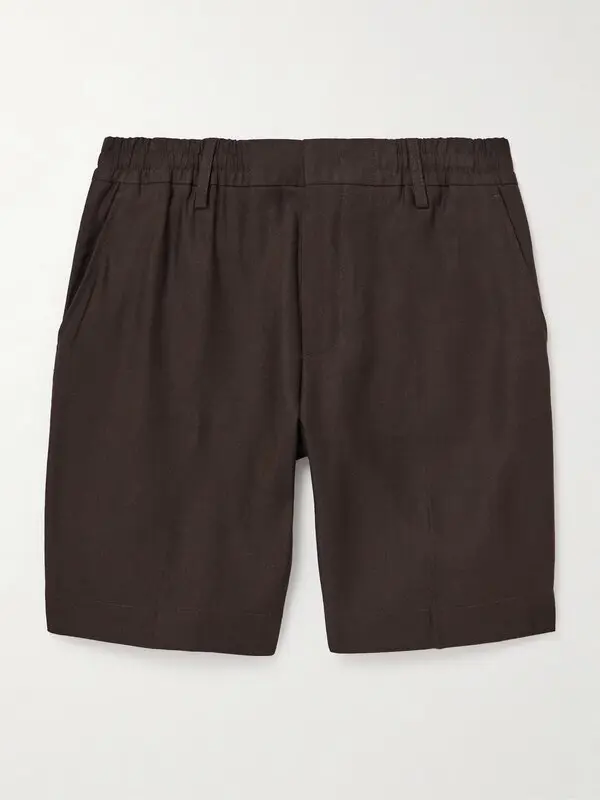 Nn07 Lenzing™ Ecovero™ And Linen-blend Shorts - Brown