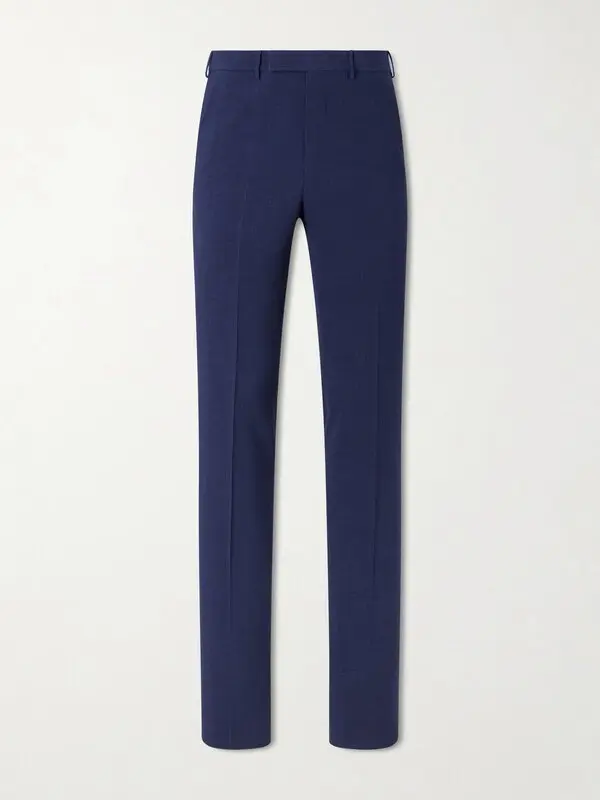 Zegna Straight-leg Seersucker Trousers - Blue