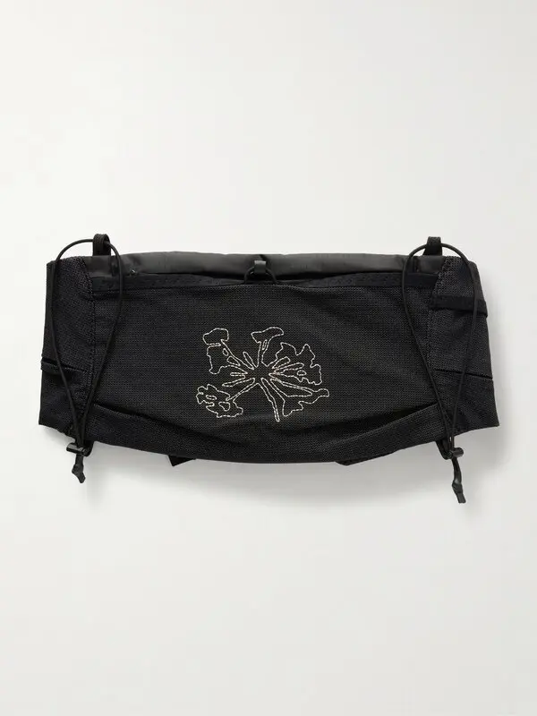PORTAL Borders Embroidered Ripstop-trimmed Mesh Belt Bag - Black