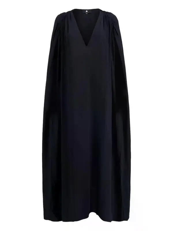 Sú Cape V-neck Dress - Black