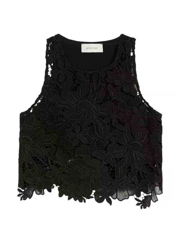 Sportmax Floral Lace Top - Black