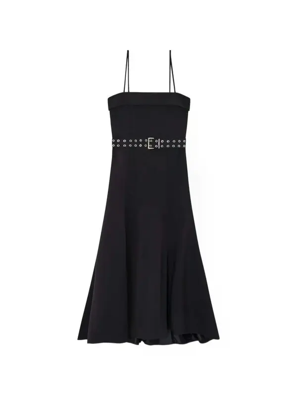 GANNI Belted Midi Dress - Black