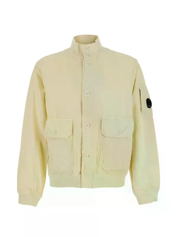 C.P. COMPANY Logo-patch Single-breasted Coat - Neutrals