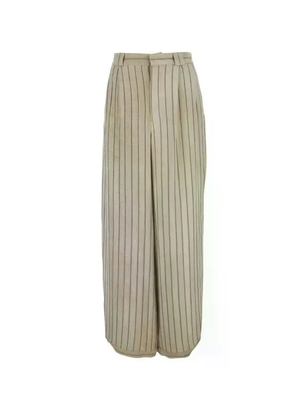 Emporio Armani Pinstriped Pleated Trousers - Neutrals