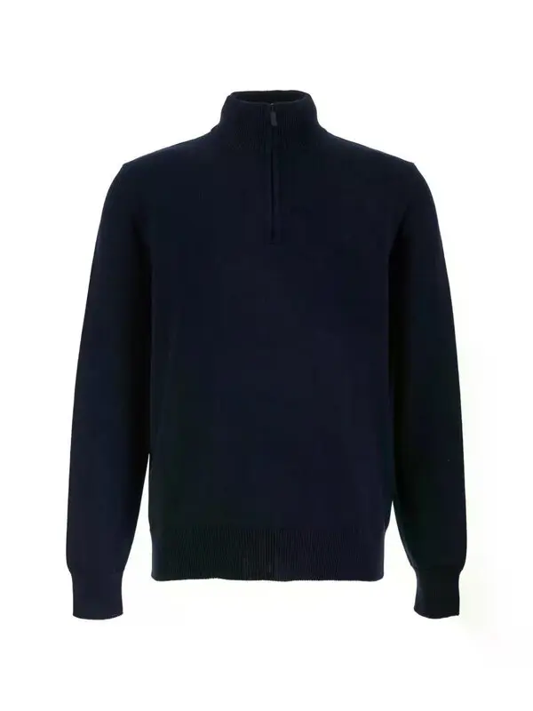 Emporio Armani Cotton Zip-up Sweater - Blue