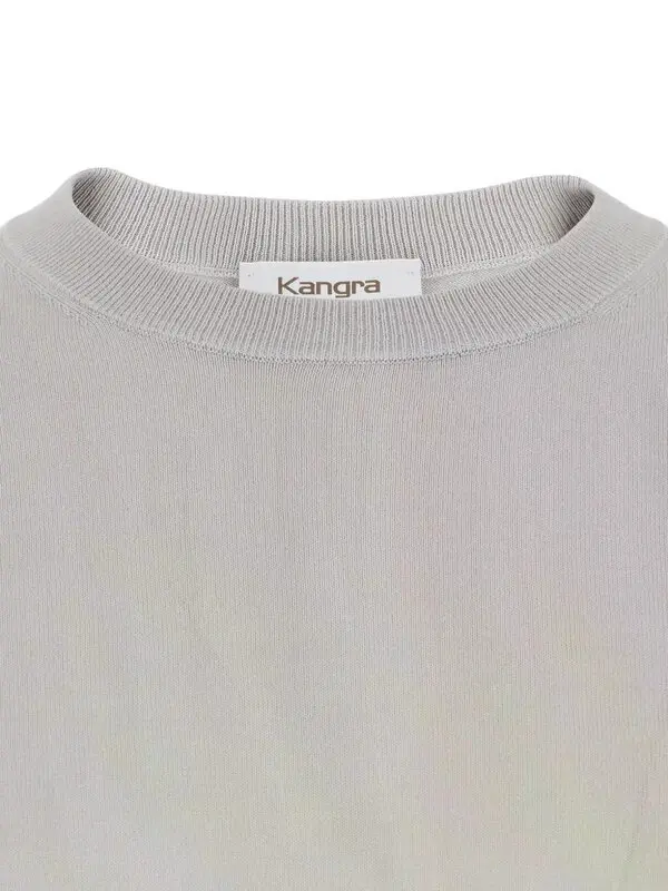 KANGRA Short-sleeve Knitted Cotton Sweater - Grey