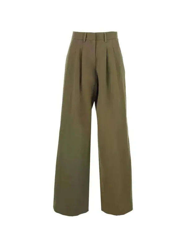 PT TORINO Pleated Wide-leg Linen Trousers - Green