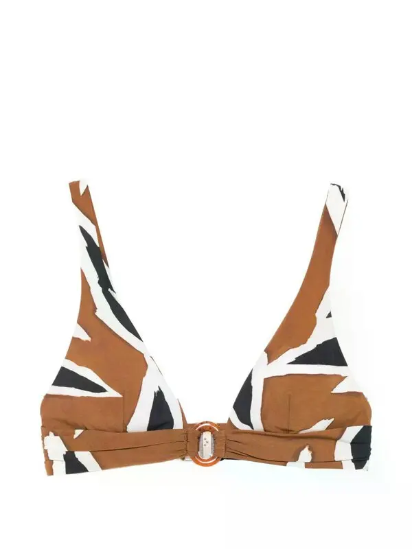MARYAN MEHLHORN Abstract-print Buckle Bikini Top - Brown