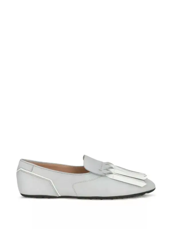 TOD'S Tassel Leather Loafers - Grey