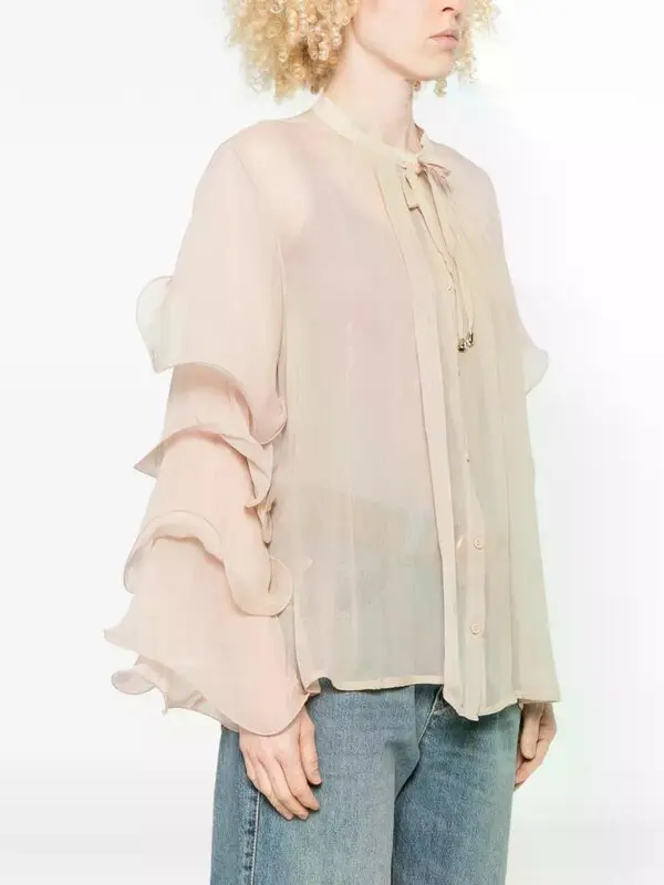 PHILIA LOFT Ruffled Tie-neck Blouse