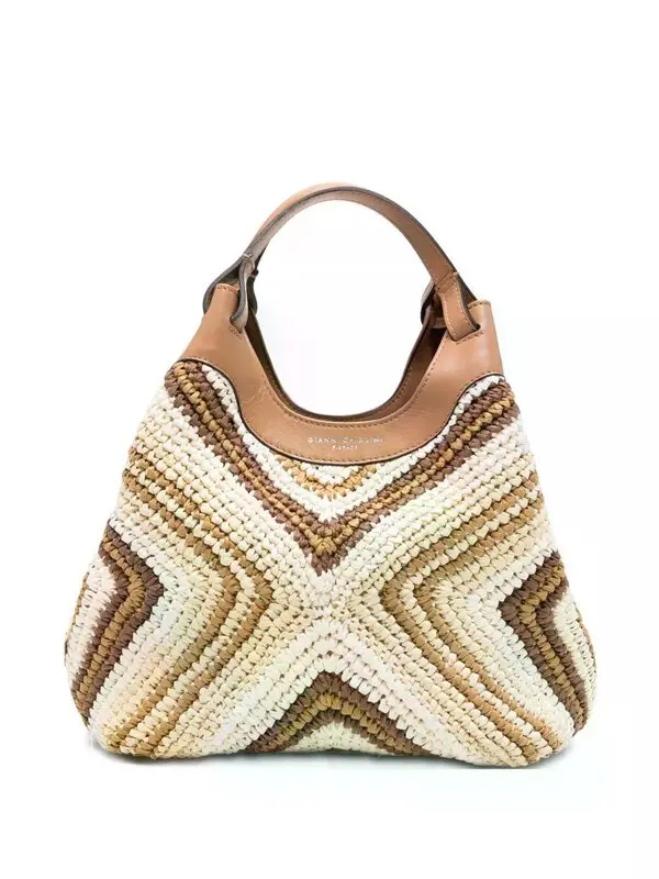 GIANNI CHIARINI Diamix Chevron-pattern Woven Shoulder Bag - White