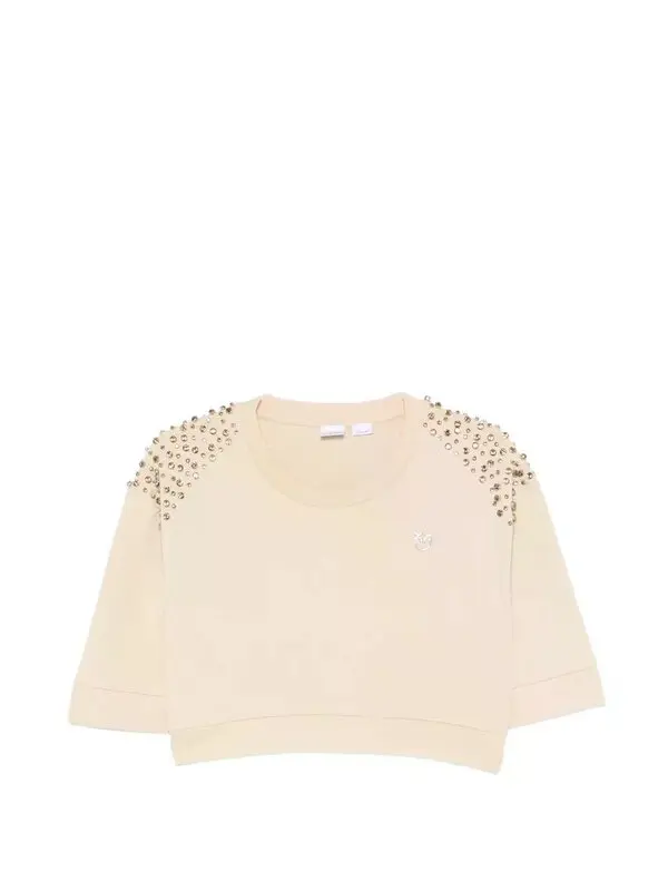 Pinko Embellished Cropped Sweatshirt - Neutrals