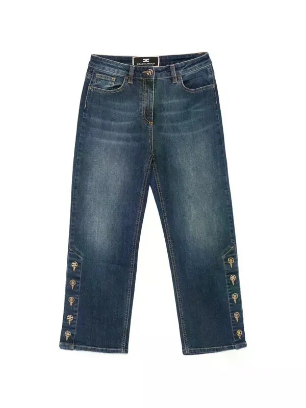 Elisabetta Franchi Button Detailed Cropped Jeans - Blue