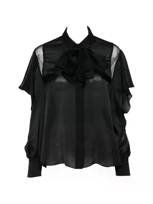 Sacai Pussy-bow Ruffled Shirt - Black
