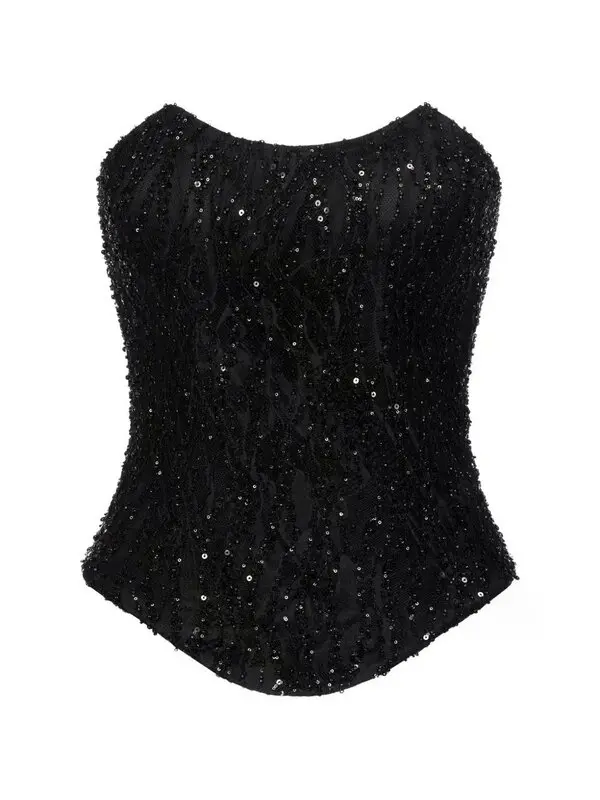 ALEXIA & ANTONIA Embellished Lace Corset - Black