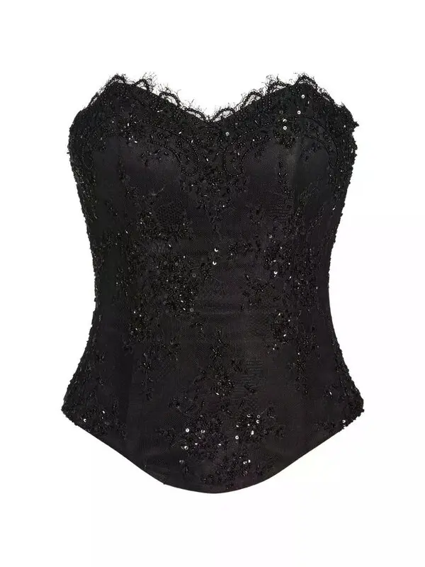 ALEXIA & ANTONIA Embellished Lace Corset - Black