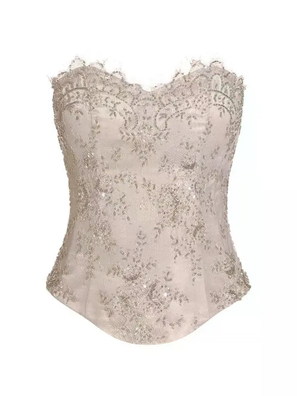 ALEXIA & ANTONIA Embellished Lace Corset - Neutrals