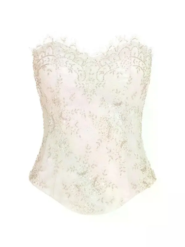 ALEXIA & ANTONIA Embellished Lace Corset - Neutrals
