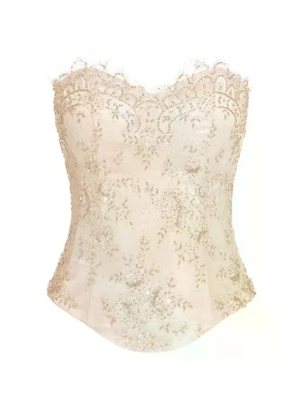 ALEXIA & ANTONIA Embellished Lace Corset - Neutrals