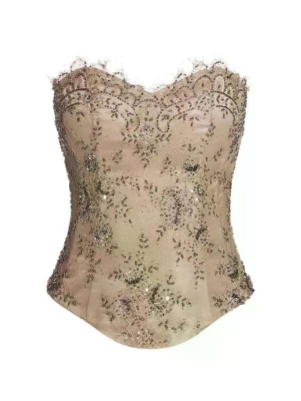 ALEXIA & ANTONIA Lace Corset With Sweetheart Neckline - Neutrals