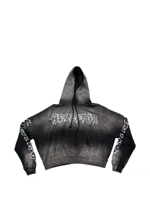 HELLSTAR Stars Shine Graffiti-lettering Hoodie - Grey