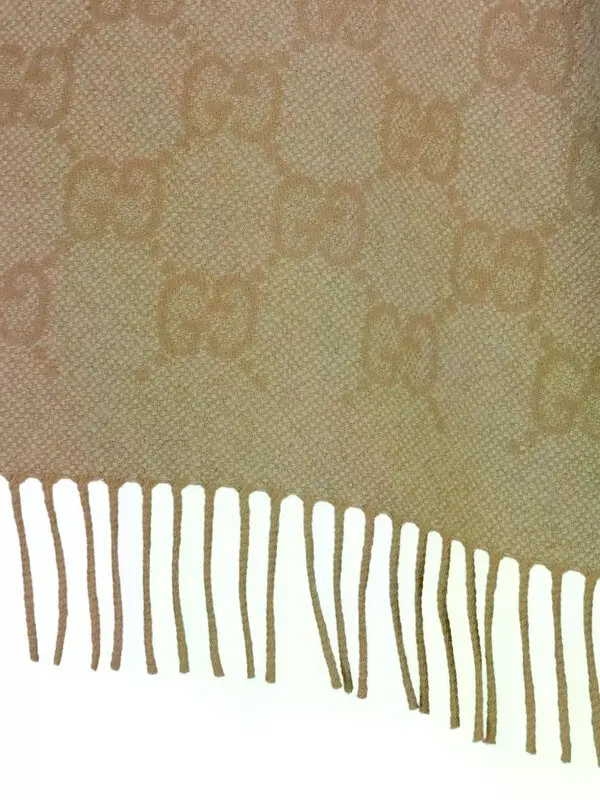 Gucci Logo Fringed Poncho - Neutrals