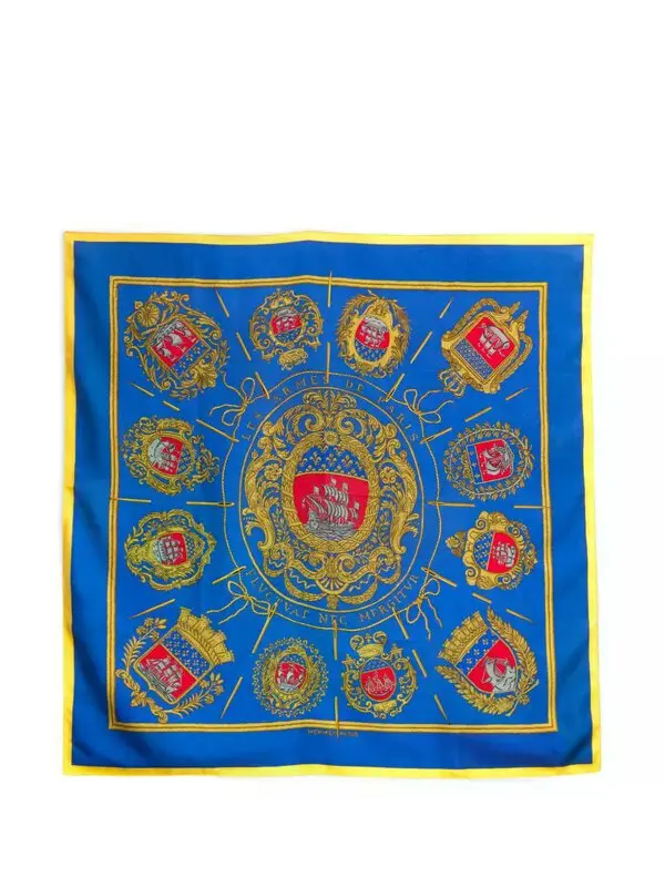Hermès 1992 Les Armes De Paris Silk Scarf - Blue