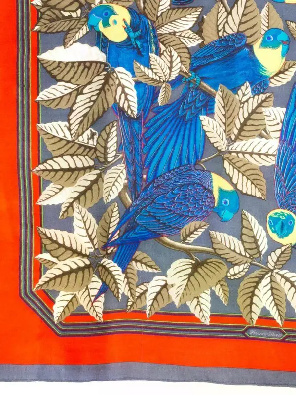 Hermès 1990s Les Perroquets Cashmere Scarf