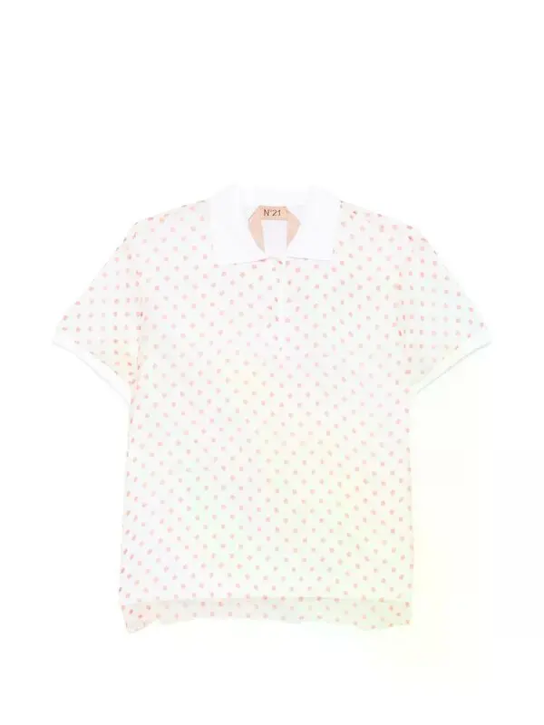 N°21 Polka Dot Print Polo Shirt - White