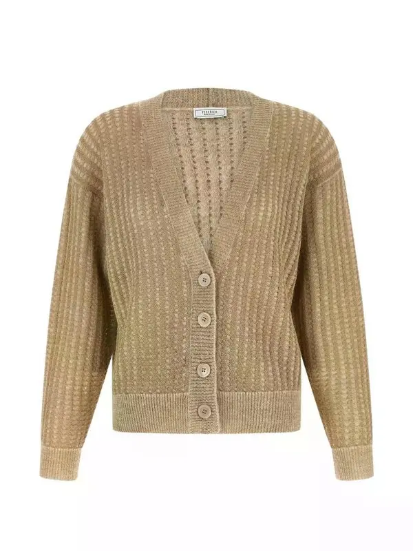 Peserico Waffle Lamé Cardigan - Neutrals