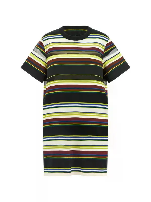 Sacai Striped T-shirt Dress - Black