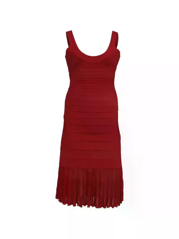 Herve Leger Pleated Bandage Midi Dress - Red