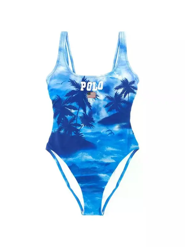Polo Ralph Lauren Patterned Print Swimsuit - Blue