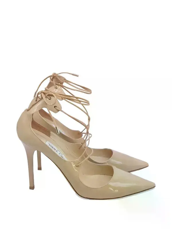 JIMMY CHOO Lace-up Patent Leather Pumps - Neutrals