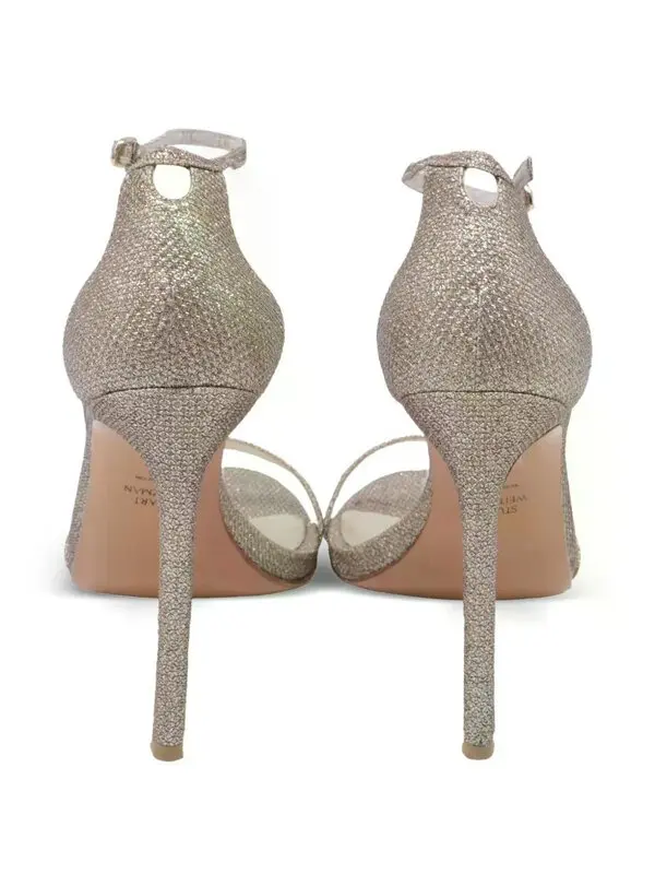 STUART WEITZMAN Ankle Strap Glitter Sandals - Silver