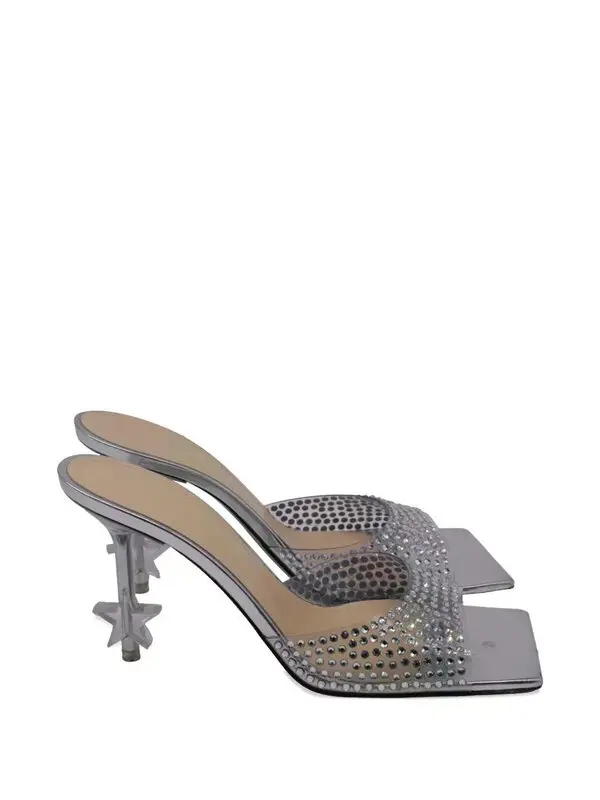 Mach & Mach Crystal Square-toe Sandals - Silver