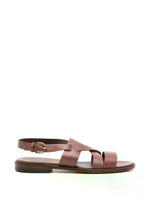DOUCAL'S Leather Flat Sandals - Brown