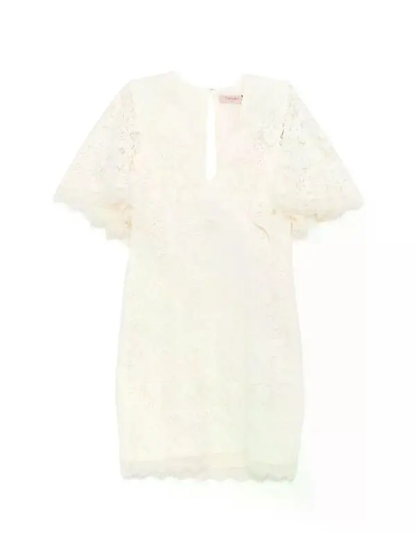 TWINSET Mini V-neck Lace Dress