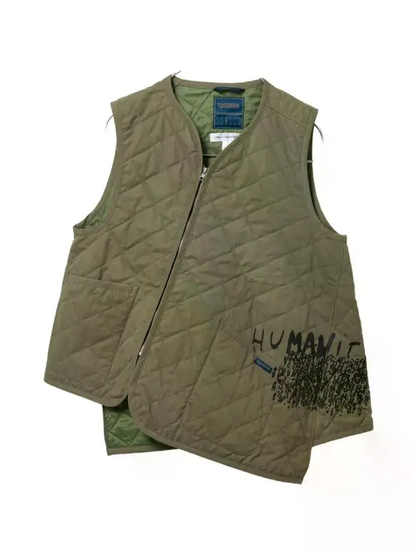 Comme Des Garçons Quilted Zip-up Gilet - Green