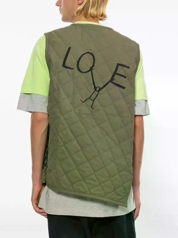 Comme Des Garçons Quilted Zip-up Gilet - Green