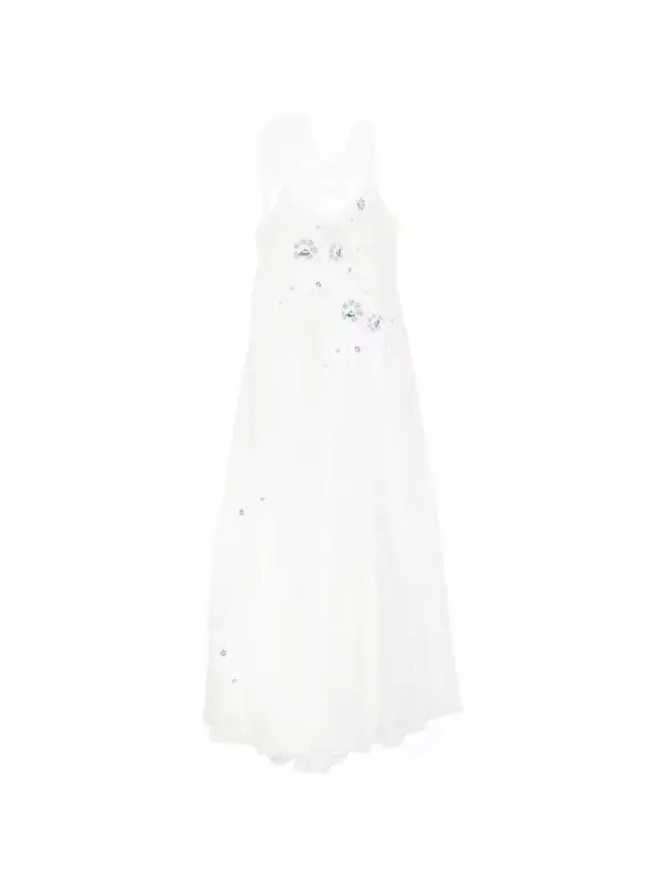 Ermanno Scervino Embroidered Maxi Slip Dress - White
