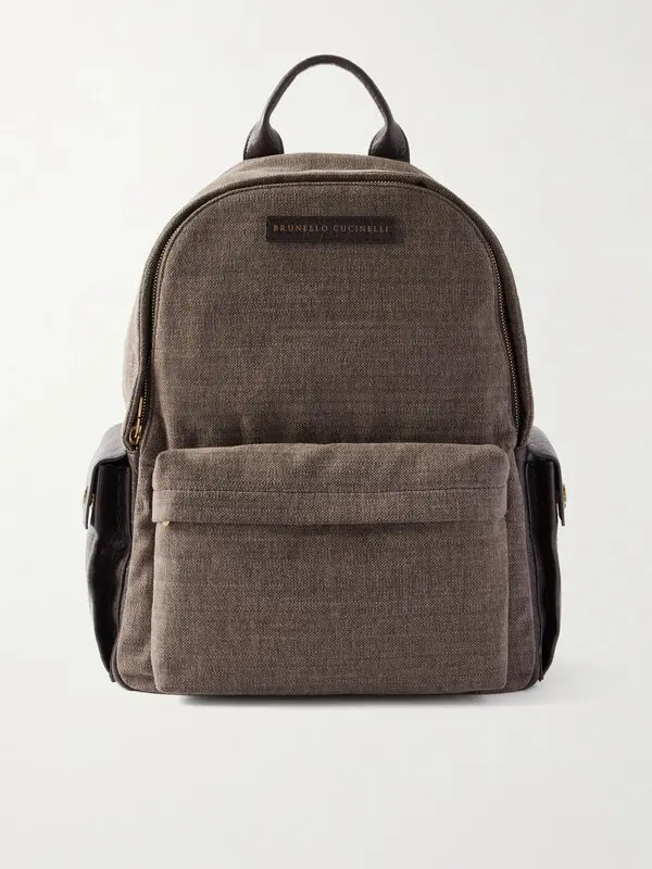 Brunello Cucinelli Leather Trim Backpack - Brown