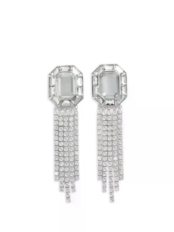 SELF-PORTRAIT Crystal Droplet Earrings - Silver