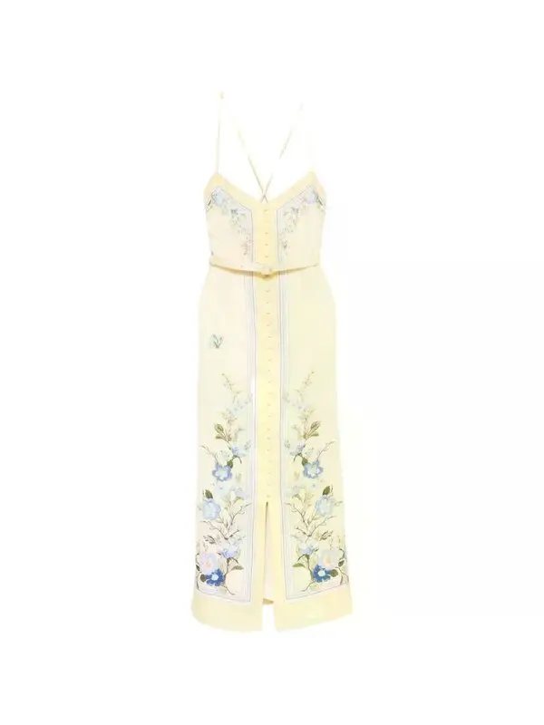 SELF-PORTRAIT Floral-print Midi Dress - Yellow