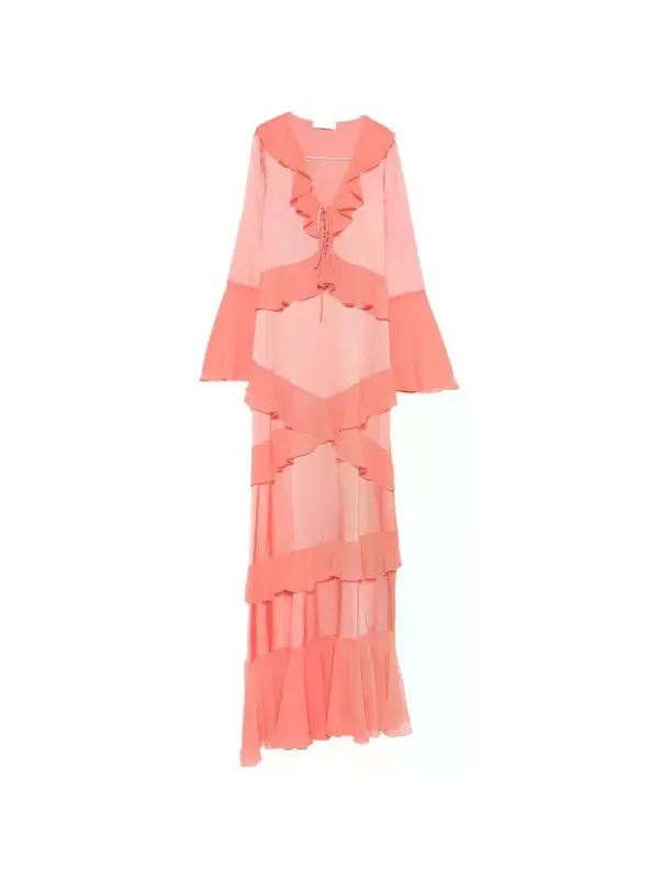 LES FILLES D'EVA Ruffled-details Maxi Dress - Pink
