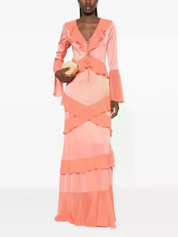 LES FILLES D'EVA Ruffled Maxi Dress - Pink
