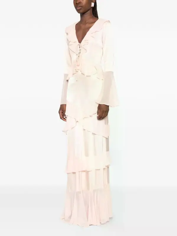 LES FILLES D'EVA Maxi Dress With Ruffled Details - Pink