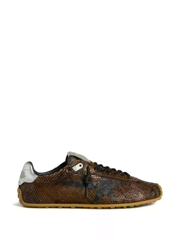 GOLDEN GOOSE Marathon Speed Printed Leather Sneakers - Brown