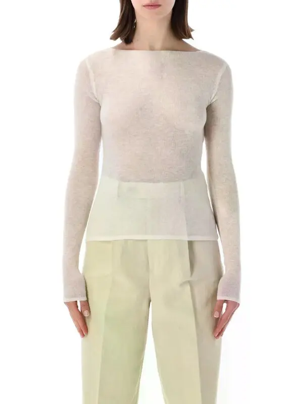 Auralee Sheer Cashmere Sweater - Neutrals